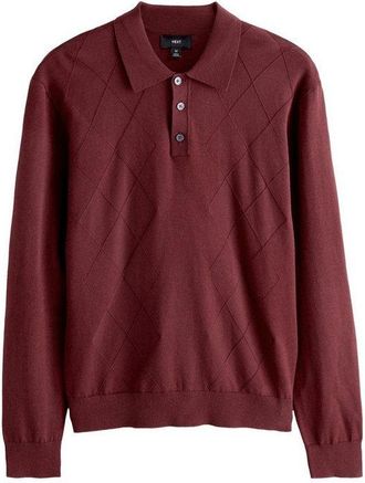 Next Langarm-Poloshirt Langärmeliges Polo-Shirt aus Feinstrick (1-tlg)