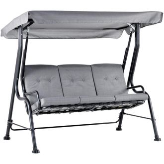 OUTSUNNY Balancelle de jardin 3 places grand confort toit inclinaison r&eacute;glable &eacute;pais coussins amovibles polyester acier &eacute;poxy gris
