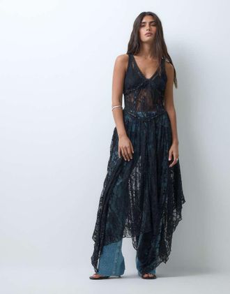 Miss Selfridge Robe mi-longue en dentelle - Noir