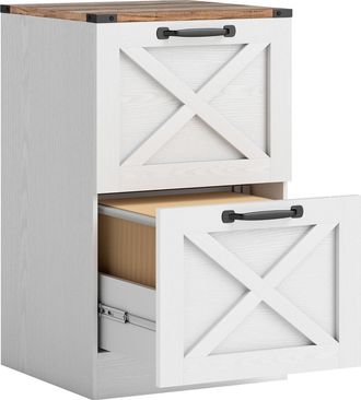 HOMCOM Schreibtisch-Kommode mit 2 Schubladen, B&uuml;ro-Kommode, Aktenschrank, Druckerhalter, mit H&auml;ngeschiene f&uuml;r A4 und Letter, 40x40x71 cm, Wei&szlig;