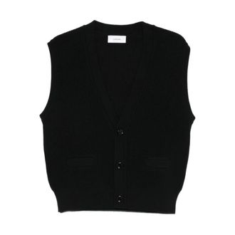 Lardini Homme, Pulls, Noir, Taille: L Gilet col en V avec boutons