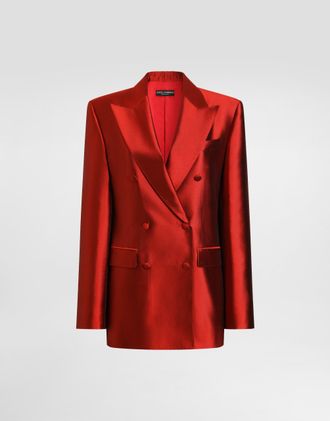 Dolce & Gabbana Jacke Aus Mikado Mit Doppelreihiger Knopfleiste - Frau Blazer Rot 38