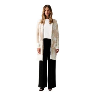 Joseph Ribkoff Femme, Pulls, Beige, Taille: 46 FR Cardigan Jacquard Abstrait