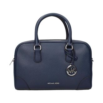 Michael Kors Femme, Sacs, Bleu, Taille: ONE Size Sac &agrave; main en cuir avec poign&eacute;e sup&eacute;rieure et accessoires dor&eacute;s