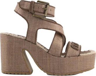 Mou Femme, Chaussures, Brun, Taille: 39 EU Sandale Plateforme en Raffia
