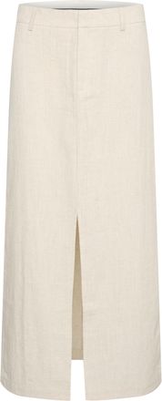 Kaffe Damen Maxi, Midrise, Taille, A-Line, hohe Passform, mit Reißverschluss Skirt, Feather Gray Melange, 36