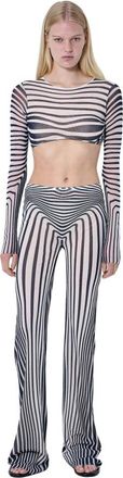 Jean Paul Gaultier Femme, Pantalons, Multicolore, Taille: 42 FR Re-Edition Flare Pantalons Morphing Stripes