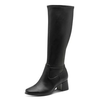 Tamaris Comfort bottes femme &agrave; talon bloc hauteur genou, Black, 38 EU
