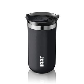 Wacaco Octaroma Lungo Tasse &agrave; caf&eacute; isotherme &agrave; double paroi en acier inoxydable avec couvercle pour boisson, 300 ml, taille M, noir onyx
