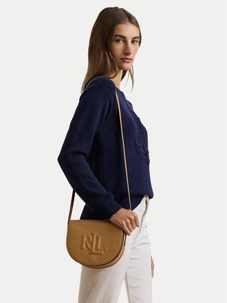Lauren Ralph Lauren Handtasche Witley Leather Medium Embossed Logo Crossbody Bag 431950130008 Braun