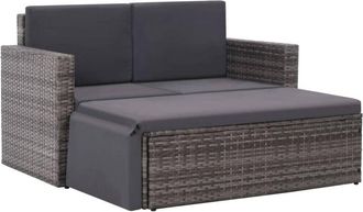 vidaXL Vidaxl - Salon de jardin 2 pcs avec coussins R&eacute;sine tress&eacute;e Gris