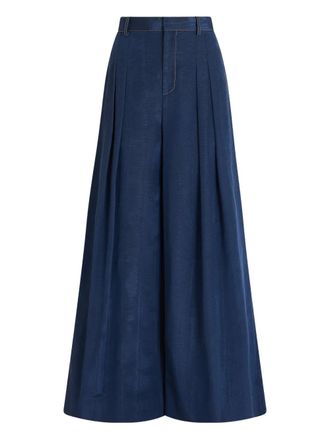 Rosie Assoulin wide leg pleat trousers - Blau