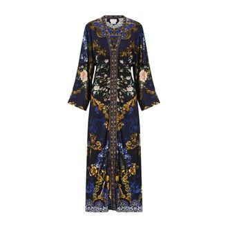 Camilla Midi-Kleid mit weiten &Auml;rmeln und Raffung - - Dresses - Damen - Mehrfarbig - M