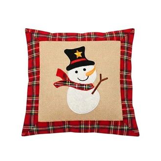 Shatchi Sackleinen, f&uuml;r Zuhause, Schlafzimmer, B&uuml;ro, Dekoration, Jute, Baumwolle, Leinen, Bedruckt, Rentier/Schneemann/Rotkehlchen/Weihnachtspudding, 40 x 40 