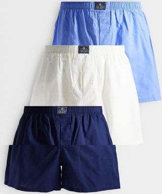 Polo Ralph Lauren Boxershorts aus gewebter Baumwolle in Wei&szlig;, Blau und Marineblau im 3er-Pack-Mehrfarbig
