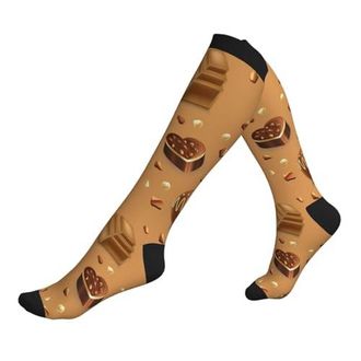 Generic Hommes Femmes Chaussettes Compression Motif Chocolat Chaussette Running Retro Chaussettes Cyclisme Respirant Chaussettes Sport Pour Trekking Cyclisme 