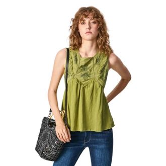Pepe Jeans London Femme, Tops, Vert, Taille: 40 FR Top Lisle