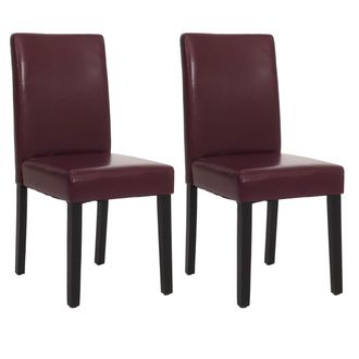 Mendler 2er-Set Esszimmerstuhl Stuhl K&uuml;chenstuhl Littau - Kunstleder, rot, dunkle Beine
