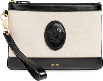 Versace Femme, Sacs, Beige, Taille: ONE Size Rivi&egrave;re Canvas Pouch