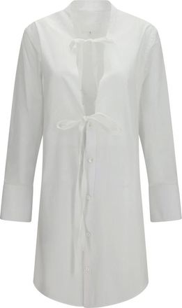 Maison Margiela Robe mini en coton &agrave; bords bruts - Femme - Robes - Blanc - Taille: 36 FR