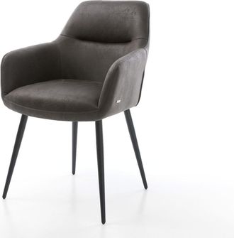 DELIFE Esszimmerstuhl Pejo-Flex Mikrofaser Anthrazit Vintage 4-Fuß konisch Schwarz Taschenfederkern, Esszimmerstühle