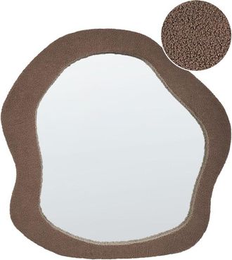 Beliani Beliani - Miroir Mural Moderne à Suspendre 79 x 80 cm Cadre en mdf Forme Irrégulière en Tissu Bouclé Marron Blismes