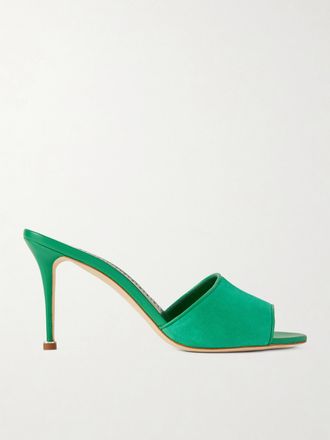 Manolo Blahnik Mules En Daim Larache 90 - Vert