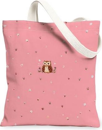 Generic Sacs fourre-tout fantaisistes en toile motif hibou, sacs d&eacute;picerie r&eacute;utilisables, sacs d&eacute;picerie printaniers, l&eacute;gers et lavables en toile pour, p&ecirc;che,