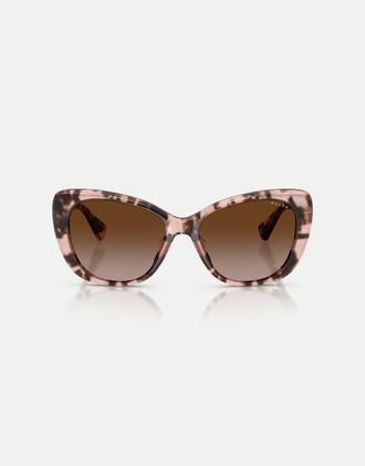 Ralph Lauren Butterfly-Sonnenbrille mit braunem Glas in gl&auml;nzend pink Havanna-Rosa
