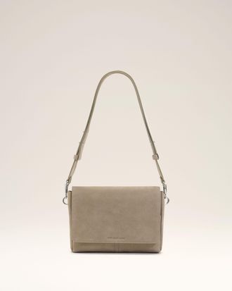 Ami Sac Messenger A Rabat Carrousel Gris en Cuir De Vache Gris Taupe - TU - Unisex