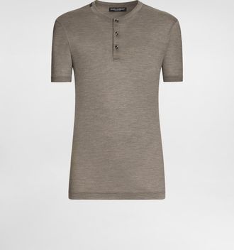 Dolce & Gabbana T-shirt Serafino Aus Seide - Mann T-shirts Und Polos Multicolor 52