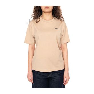 Lacoste Femme, Tops, Beige, Taille: 38 FR T-Shirt Col Rond