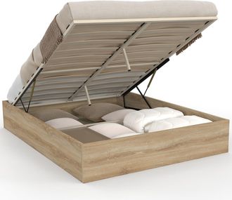 IDMarket Doppelbett Sandside mit Lattenrost, 140 x 190 cm, Buche