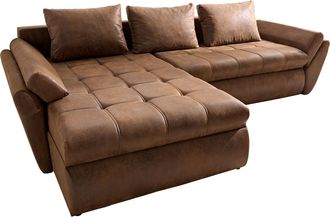 DELIFE Couch Loana Braun 275x185 cm Ecksofa Schlaffunktion Ottomane variabel