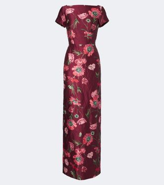 Erdem Robe longue en satin &agrave; fleurs
