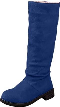 Generic Bottes de marche classiques &agrave; talon &eacute;pais pour femme - En daim synth&eacute;tique - &Eacute;l&eacute;gantes et d&eacute;contract&eacute;es - Semelle antid&eacute;rapante confortable - &Agrave; enfile