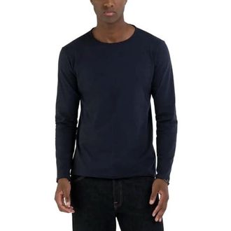 Replay T-Shirt Basique &agrave; Manches Longues pour Homme, Coupe Droite, avec col Rond, 067 Bleu Nuit, M