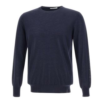 KANGRA Mitternachtsblaue Woll-Crew-Neck-Pullover - - Knitwear - Herren - Blau - XL