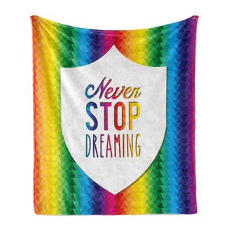 Abakuhaus Sprichwort Weiche Kuscheldecke Sofadecke, Regenbogen-W&ouml;rter, Gem&uuml;tlicher Pl&uuml;sch f&uuml;r den Innen- und Au&szlig;enbereich, 175 x 230 cm, Mehrfarbig