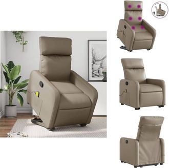 vidaXL Massagesessel mit Aufstehhilfe Cappuccino-Braun Kunstleder - Massage Stuhl - Relaxsessel - Fernsehsessel - Elektrischer Liftstuhl - Ergonomischer