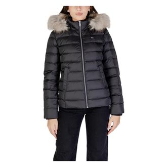 Tommy Jeans Schwarze Kapuzen-Zip-Up-Jacke - - Jackets - Damen - Schwarzk - M