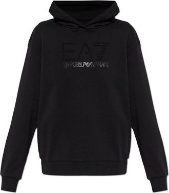 Emporio Armani Emporio Armani Ea7, Femme, Sweatshirts et sweats &agrave; capuche, Noir, Taille: 38 FR Logo Series Hooded SweaT-shirt