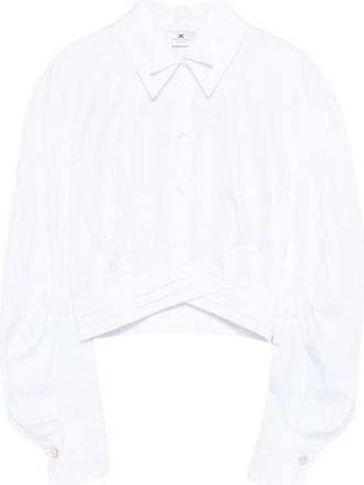 Elisabetta Franchi Baumwoll-Popeline-Hemd mit Taillenbund - - Blouses & Shirts - Damen - Wei&szlig; - M