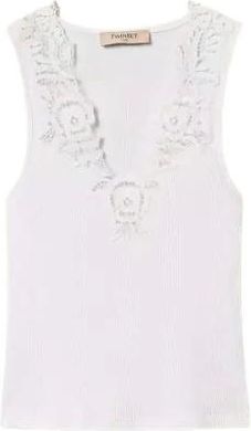 Twinset Femme, Tops, Blanc, Taille: 36 FR Cotton Tank Top