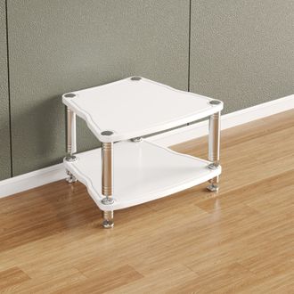 Generic Audio-Video-Regal HiFi Rack aus Holz & Stahl Audio-Komponenten, Offener CD-Player-Ständer HiFi Regal Eckschrank, für Heimkino Schlafzimmer Büro(White,