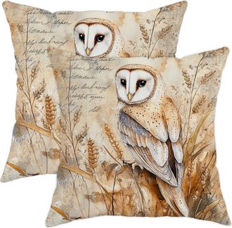 Generic Fall-Eulenvogel Sofakissen Quadratische Kissenh&uuml;lle Luxuri&ouml;se Dekokissenbezug F&uuml;r Balkon Sofa B&uuml;ro 45X45Cm 2Er Set