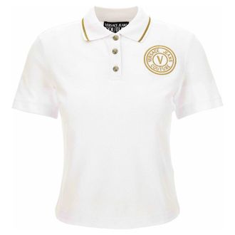 Versace Jeans Couture Polohemd aus Baumwoll-Piqu&eacute; - - Tops - Damen - Wei&szlig; - L