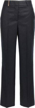 PESERICO Femme, Pantalons, Bleu, Taille: 36 FR Lurex Wool Flannel Pantalons