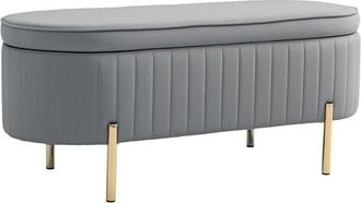 HOMCOM Banc de Rangement, Bout de lit en Velours, Coffre de Rangement avec Couvercle, Pieds en m&eacute;tal, capacit&eacute; 72 L, jusqu&agrave; 220 kg, Banquette pour Salon, Cha