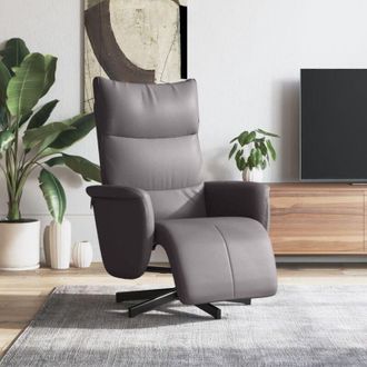 vidaXL Relaxsessel mit Fu&szlig;teil Grau Kunstleder Vidaxl